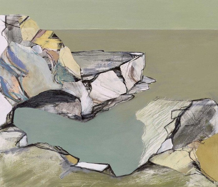 Debra Sweeney, Along From The Bill, mixed media on canvas, 60cm x 60cm ...