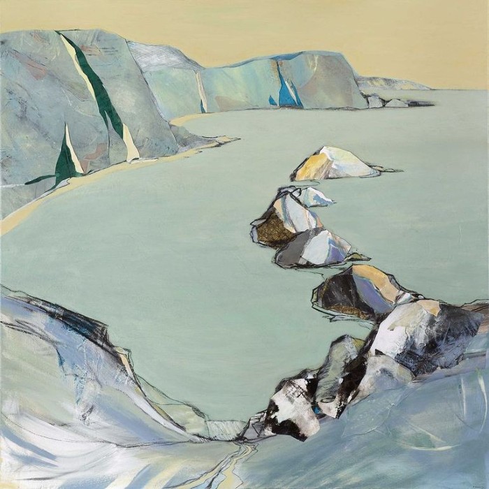 Debra Sweeney, From Man o’War Bay, mixed media on canvas, 100cm x 100 ...